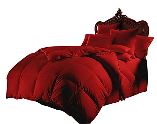 Soft Bed in Bag 1000 Series Egyptian Cotton 7 Piece 500 GSM Warm Comforter Set ( Comforter + Flat Sheet + Fitted Sheet 16" Deep + 4 Pillow Cases ) Bedding Set Oversized King Burgundy