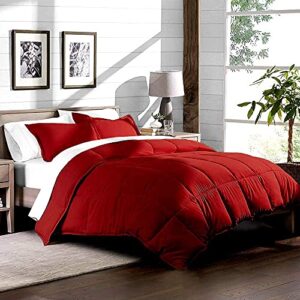 Soft Bed in Bag 1000 Series Egyptian Cotton 7 Piece 500 GSM Warm Comforter Set ( Comforter + Flat Sheet + Fitted Sheet 16" Deep + 4 Pillow Cases ) Bedding Set Oversized King Burgundy