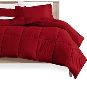 Soft Bed in Bag 1000 Series Egyptian Cotton 7 Piece 500 GSM Warm Comforter Set ( Comforter + Flat Sheet + Fitted Sheet 16" Deep + 4 Pillow Cases ) Bedding Set Oversized King Burgundy