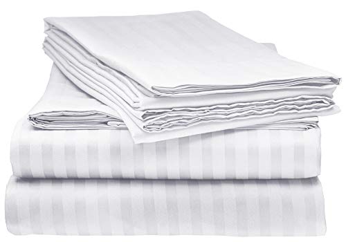 Cotton Home Depot Twin Collection Bed Sheet Set 30 Inch Deep Pocket 4-Piece Bedding Set - Wrinkle, Stain, Fade Resistant - White