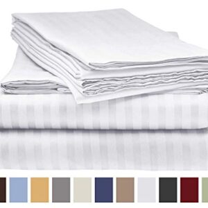 Cotton Home Depot Twin Collection Bed Sheet Set 30 Inch Deep Pocket 4-Piece Bedding Set - Wrinkle, Stain, Fade Resistant - White