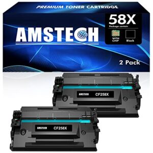 58X CF258X Toner Cartridge: 2 Pack (with Chip, High Yield) Replacement for HP CF258X 58X 58A CF258A MFP M428fdw M428fdn M428dw M404 M428 Pro M404n M404dn M404dw Printer (Black)