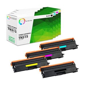 tct premium compatible toner cartridge replacement for brother tn315 tn-315bk tn-315c tn-315m tn-315y works with brother hl-4150cdn 4570cdwt, mfc-9460cdn printers (black cyan magenta yellow) – 4 pack