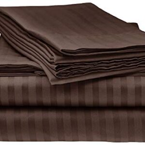 Cotton Home Depot Twin Collection Bed Sheet Set 22 Inch Deep Pocket 4-Piece Bedding Set - Wrinkle, Stain, Fade Resistant - Chocolate Brown