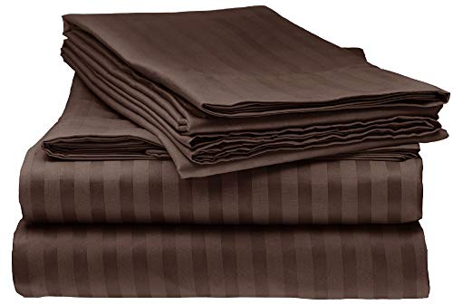 Cotton Home Depot Twin Collection Bed Sheet Set 22 Inch Deep Pocket 4-Piece Bedding Set - Wrinkle, Stain, Fade Resistant - Chocolate Brown