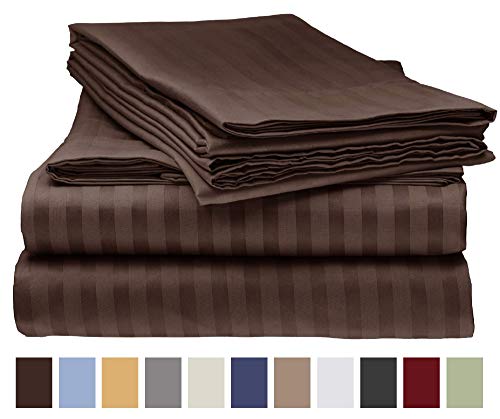 Cotton Home Depot Twin Collection Bed Sheet Set 22 Inch Deep Pocket 4-Piece Bedding Set - Wrinkle, Stain, Fade Resistant - Chocolate Brown