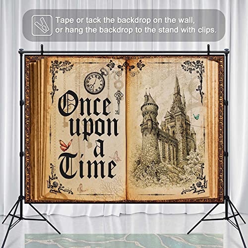 KIKIDOR Fairy Tale Book Backdrop Once Upon A Time Old Castle Royal Family Princess Romantic Storybook Photography Background Wedding Bride Shower Party Decor Portrait Photo Booth Props 10x7ft ZYKI0218