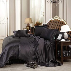 cotton home depot -100% pure silk satin sheet set 6pcs, silk fitted sheet 15″ deep pocket,silk flat sheet,silk duvet cover & pillowcases set !!! size king ,black