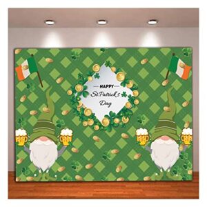 happy st. patrick’s day photography backdrop dwarf lucky irish green shamrock photo background for children family irish festival celebration party decor banner 5x3ft