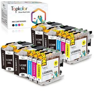 topkolor lc20e compatible ink cartridge replacement for brother lc20e xxl with officejet mfc-j985dw mfc-j775dw mfc-j5920dw mfc-j985dwxl mfc-j775dwxl(4 black, 2 cyan, 2 magenta, 2 yellow) 10 pack