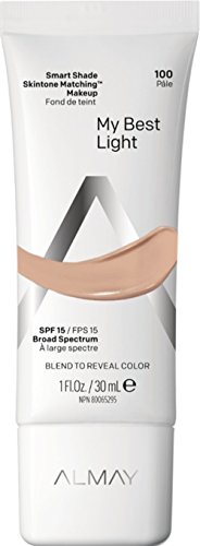 Skintone Matching Foundation by Almay, Smart Shade Face Makeup, Hypoallergenic, Oil Free, Fragrance Free, Dermatologist Tested with SPF 15, My Best Light, 1 Oz