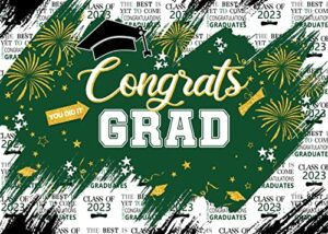 lycgs 7x5ft graduation backdrop congrats grad green and gold graduation photo backdrop 2023 graduation photography backdrops graduation prom party decor banner x-120