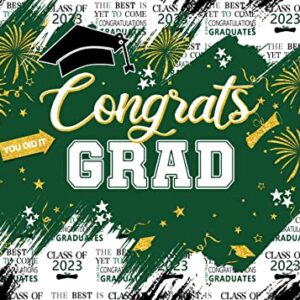 LYCGS 7X5ft Graduation Backdrop Congrats Grad Green and Gold Graduation Photo Backdrop 2023 Graduation Photography Backdrops Graduation Prom Party Decor Banner X-120