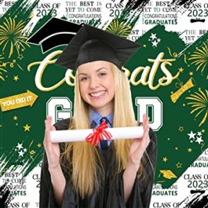 LYCGS 7X5ft Graduation Backdrop Congrats Grad Green and Gold Graduation Photo Backdrop 2023 Graduation Photography Backdrops Graduation Prom Party Decor Banner X-120