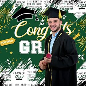 LYCGS 7X5ft Graduation Backdrop Congrats Grad Green and Gold Graduation Photo Backdrop 2023 Graduation Photography Backdrops Graduation Prom Party Decor Banner X-120