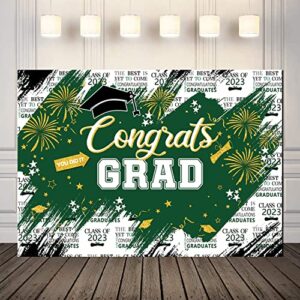 LYCGS 7X5ft Graduation Backdrop Congrats Grad Green and Gold Graduation Photo Backdrop 2023 Graduation Photography Backdrops Graduation Prom Party Decor Banner X-120