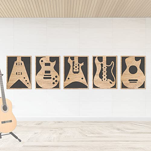 Arrowzoom 1 Set Diffuse PRO Guitar Acoustic Wooden Panel Home Decor Wall Art Panels Soundproof Studio Recording Sound Dampening Insulation Emergy-Saving Wood Wooden Finish 16.5x66.9in AZ1328