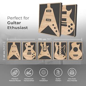 Arrowzoom 1 Set Diffuse PRO Guitar Acoustic Wooden Panel Home Decor Wall Art Panels Soundproof Studio Recording Sound Dampening Insulation Emergy-Saving Wood Wooden Finish 16.5x66.9in AZ1328