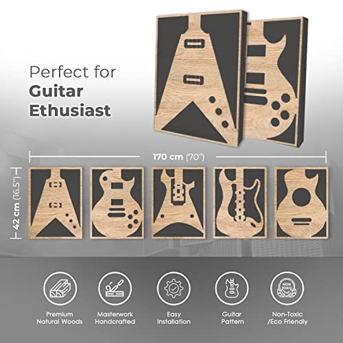 Arrowzoom 1 Set Diffuse PRO Guitar Acoustic Wooden Panel Home Decor Wall Art Panels Soundproof Studio Recording Sound Dampening Insulation Emergy-Saving Wood Wooden Finish 16.5x66.9in AZ1328