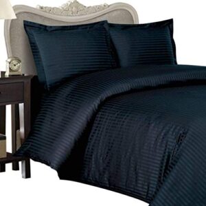 Duvet Insert 800 GSM 3 Piece Navy Blue 98'' x 120'' Down Stripes Oversized King Bedding Comforter Set ( Comforter + 2 Pillowcases ) 1000 TC Egyptian Cotton