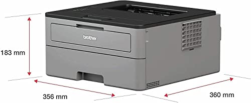 Brother HL_L23 Series Compact Monochrome Printer, 27ppm, 250 Sheets, High-Speed USB 2.0, Auto 2-Sided Printing, with MTC Printer Cable