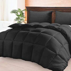 Soft Bed in Bag 1000 Series Egyptian Cotton 5 Piece 500 GSM Warm Comforter Set (Comforter + Flat Sheet + Fitted Sheet 20" Deep + 2 Pillow Cases) Bedding Set Cal. Queen Black