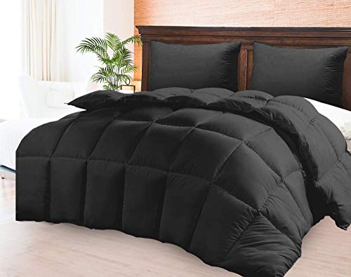 Soft Bed in Bag 1000 Series Egyptian Cotton 5 Piece 500 GSM Warm Comforter Set (Comforter + Flat Sheet + Fitted Sheet 20" Deep + 2 Pillow Cases) Bedding Set Cal. Queen Black