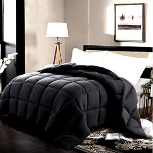 Soft Bed in Bag 1000 Series Egyptian Cotton 5 Piece 500 GSM Warm Comforter Set (Comforter + Flat Sheet + Fitted Sheet 20" Deep + 2 Pillow Cases) Bedding Set Cal. Queen Black