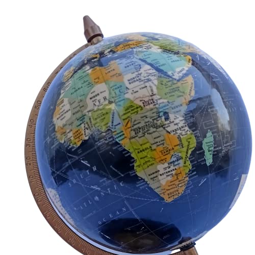 CALIF INTERNATIONAL Aluminium Base Handmade World Globe- 360° Rotating Antique Globe for Office Home Decor, 8 Inch Diameter, Black