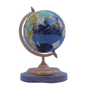 CALIF INTERNATIONAL Aluminium Base Handmade World Globe- 360° Rotating Antique Globe for Office Home Decor, 8 Inch Diameter, Black