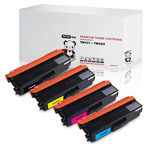 YoYoInk Compatible Toner Cartridge Replacement for Brother TN431 / TN433 High Yield (1 Black, 1 Cyan, 1 Magenta, 1 Yellow; 4 Pack)