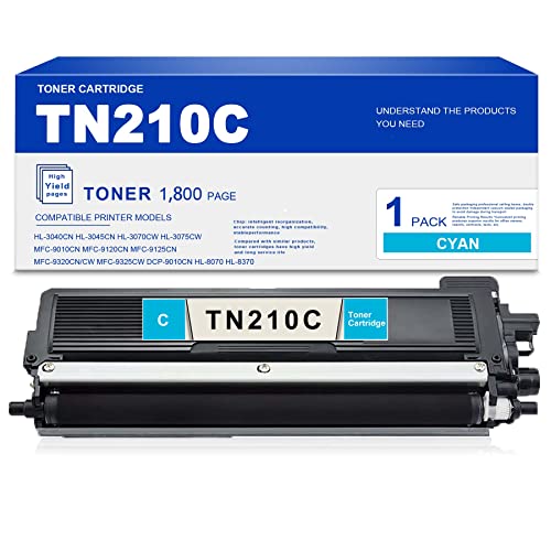 [1-Cyan] TN210C Compatible TN210C TN-210C Toner Cartridge Replacement for Brother HL-3040CN 3045CN 3070CW 3075CW MFC-9010CN 9120CN 9125CN 9320CN/CW 9325CW DCP-9010CN HL-8070 8370 Printers