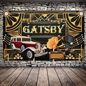 meltelot the great gatsby themed backdrop banner, retro roaring 20’s party art decor 20s birthday adult photography background happy 1st birthday wedding decoration 6x4ft