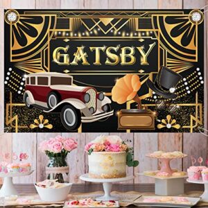 MELTELOT The Great Gatsby Themed Backdrop Banner, Retro Roaring 20's Party Art Decor 20s Birthday Adult Photography Background Happy 1st Birthday Wedding Decoration 6x4ft