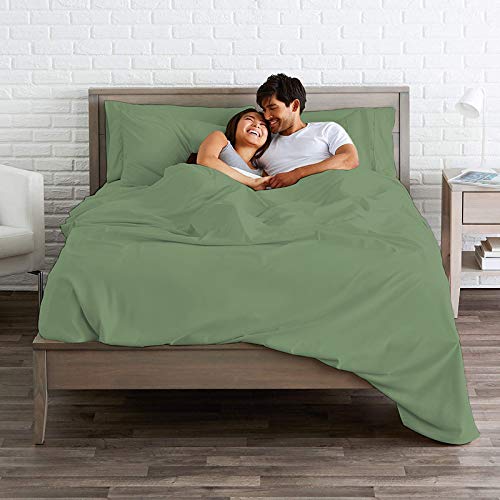 Eco-Friendly 600-Series Egyption Cotton 6-Piece Bedding Comforter Set (Comforter + Duvet Cover + 1 Flat Sheet + Fitted Sheet (16" Deep Pocket) + 2 Pillow Cases ), King Size , Emerald Green