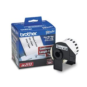 brother dk-2113 continuous length film label roll (black/clear)