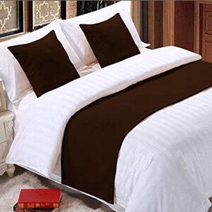 Cotton Home Depot 800 Thread Count Solid 1 Piece 18" Bed Runner Scarf Protector Slipcover Bed Decorative Scarf (Full (80 X 18), Chocolate)