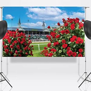 Nepnuser Kentucky Derby Photo Booth Backdrop Churchill Downs Horse Racing Party Decoration Run for The Roses Indoor Outdoor Wall Decor-5.9×3.6ft