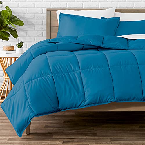 3 Pc Comforter Set -California King ( 98'' x 104'' ) Extra Long - Goose Down Alternative - Ultra-Soft - Premium 800 Series - All Season Warmth Medium Blue