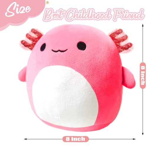 Valloowink 8 Inch Axolotl Plush Stuffed Animals, Soft Cuddly Axolotl Pillow Toy Kawaii Gift for Kids