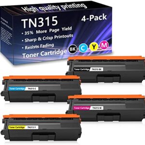 4 Pack (1BK+1C+1M+1Y) TN315 Toner Cartridge Replacement for Brother HL-4150CDN HL-4140CW HL-4570CDW HL-4570CDWT MFC-9640CDN MFC-9650CDW MFC-9970CDW Printer,Sold by AlToner.