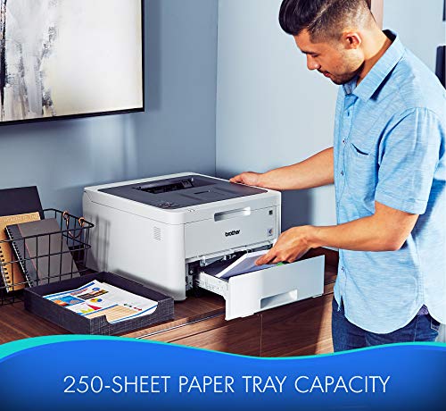 Brother HL-L3210CW USB & Wireless Print Only Digital Color Laser Printer for Home Business Office - Print Speed up to 19 ppm, 600 x 2400 dpi, 250-Sheet Large Capacity, CBMOUN USB Printer Cable