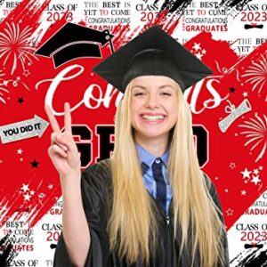 LYCGS 7X5ft Graduation Backdrop Congrats Grad Red and Silver Graduation Photo Backdrop 2023 Graduation Photography Backdrops Graduation Prom Party Decor Banner X-119