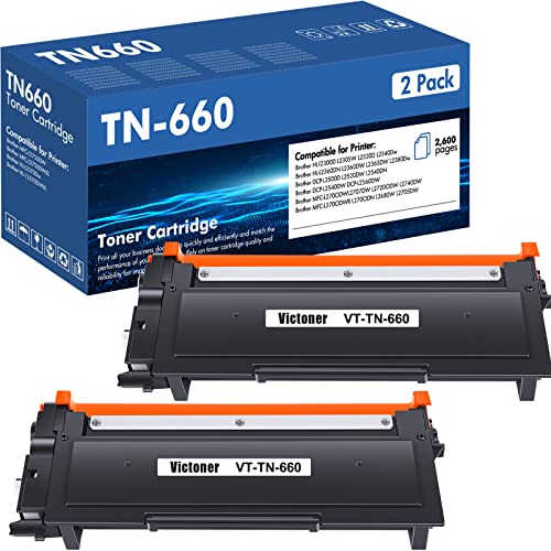 TN660 TN-660 High-Yield Black Compatible Toner Cartridge Replacement for Brother HL-L2380DW HL-L2300D HL-L2320D HL-L2340DW MFC-L2700DW MFC-L2740DW DCP-L2540DW Printer (TN6602PK) up to 2,600 Pages