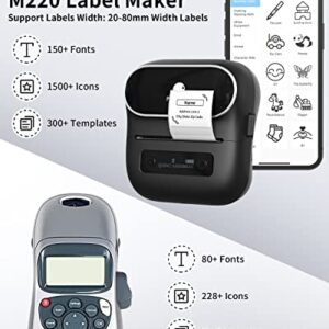 Phomemo M220 Label Maker, 3.14 Inch Label Printer, Bluetooth Thermal Sticker Printer for Barcode, Organizing, Mailing, Small Business, Storage, Compatible with Phone, PC, with 100 Pc Labels