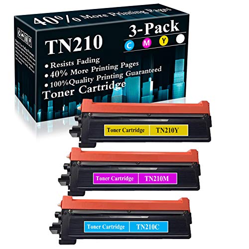 3-Pack (C/M/Y) TN210 TN210C TN210M TN210Y Compatible Toner Cartridge Replacement for Brother HL-3040CN 3045CN 3070CW 3075CW 8370 MFC-9010CN 9125CN 9320CN 9325CW DCP-9010CN Printer,Sold by TopInk