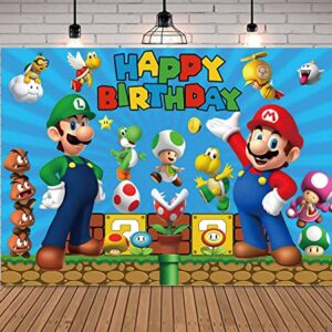 Cartoon Game Gold Coins Super Mario Happy Birthday Theme Photography Backdrops 5x3ft Kids Baby Shower Birthday Party Decor Photo Backgrounds Cake Table Decor Supplies