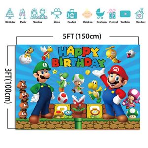 Cartoon Game Gold Coins Super Mario Happy Birthday Theme Photography Backdrops 5x3ft Kids Baby Shower Birthday Party Decor Photo Backgrounds Cake Table Decor Supplies