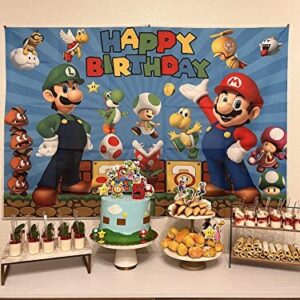 Cartoon Game Gold Coins Super Mario Happy Birthday Theme Photography Backdrops 5x3ft Kids Baby Shower Birthday Party Decor Photo Backgrounds Cake Table Decor Supplies