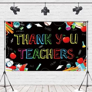 Thank You Teachers Backdrop Teacher Supplies Classroom Banner Teache Appreciation Week Day Photography Background Board Wall Hanging Sign for School Outdoor Decoration Office Holiday Decor Photo